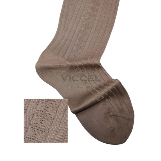 Cotton Diamond Textured Tan Socks – Viccel